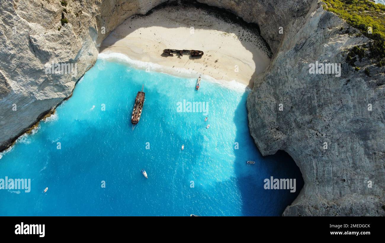 An aerial view of a beautiful blue lagoon Stock Photo - Alamy