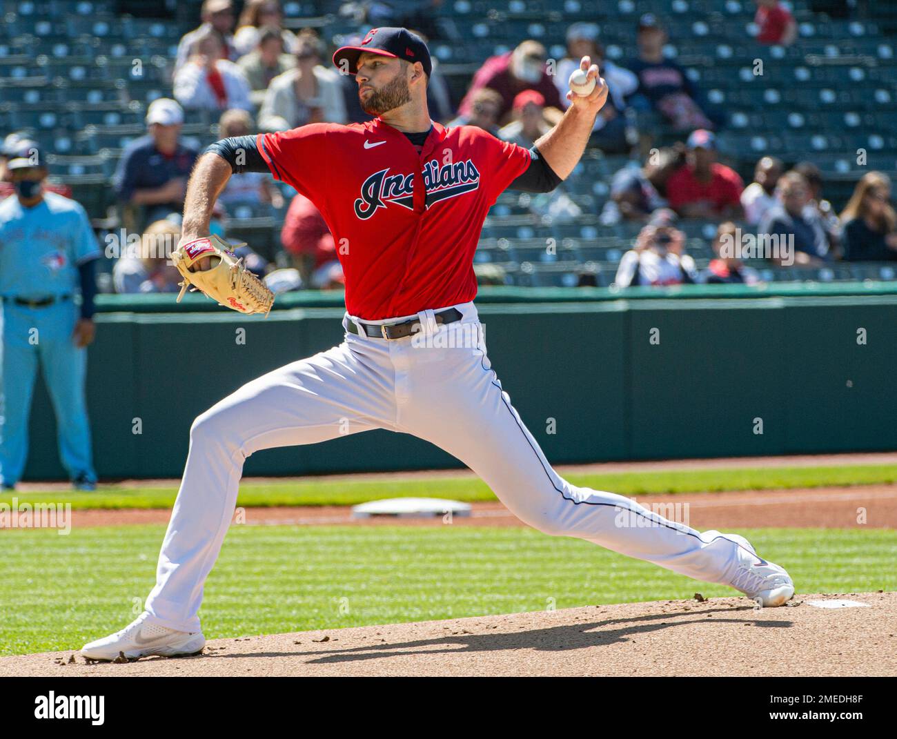 Cleveland Indians starting pitcher Sam Hentges delivers against the ...