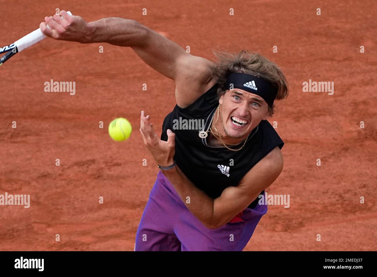 Germany's Alexander Zverev serves to Germany's Oscar Otte during their ...