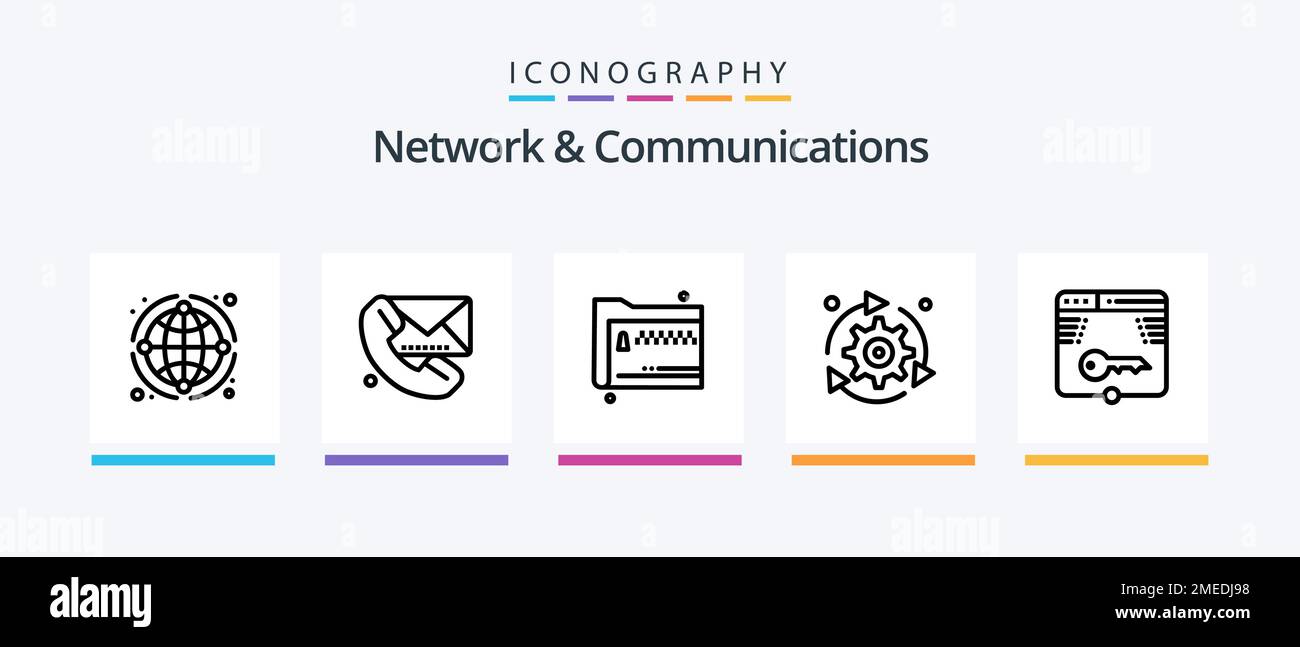 Network And Communications Line 5 Icon Pack Including website. code ...
