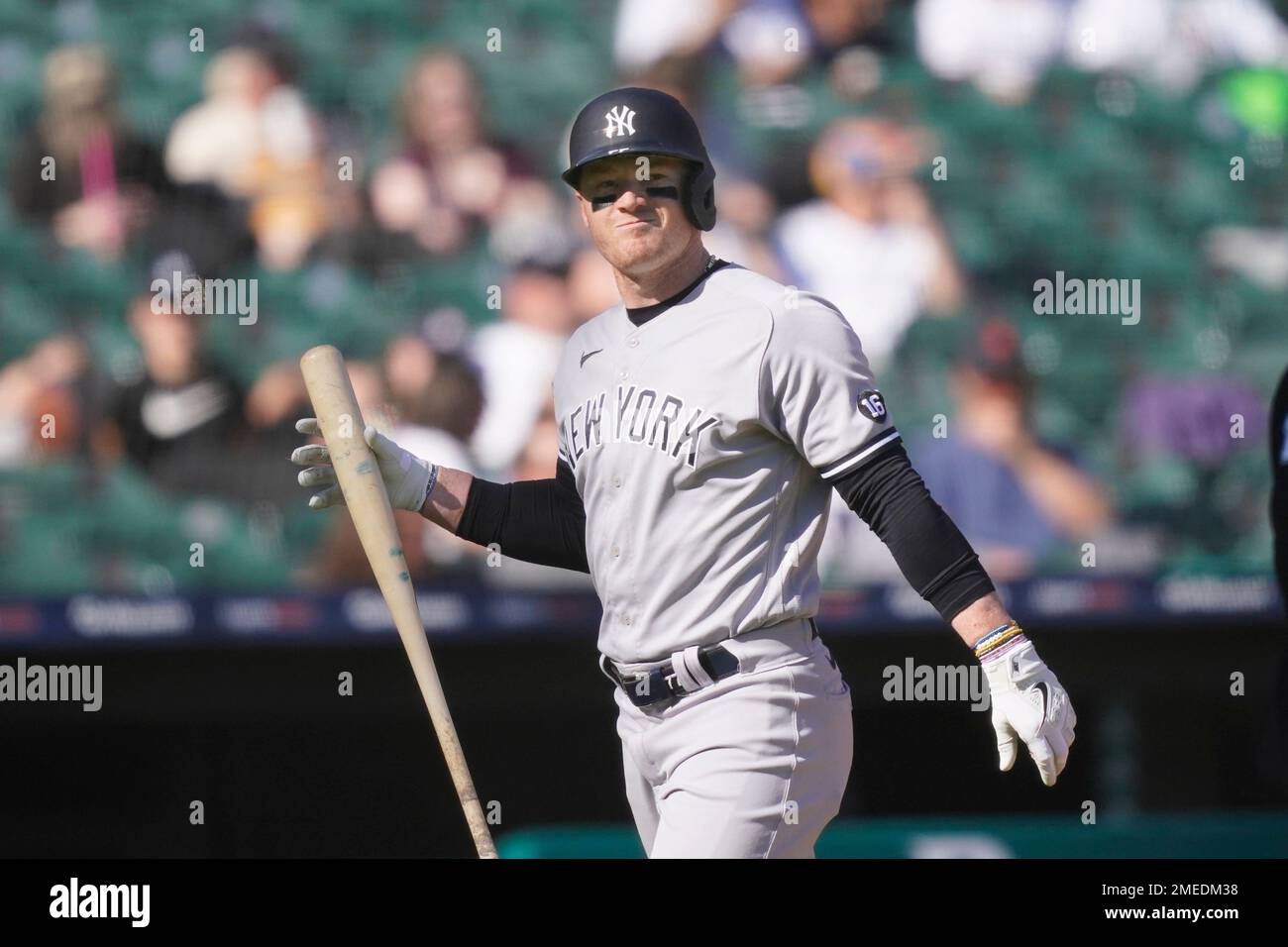 New York Yankees' Clint Frazier walks back to the dugout after striking ...