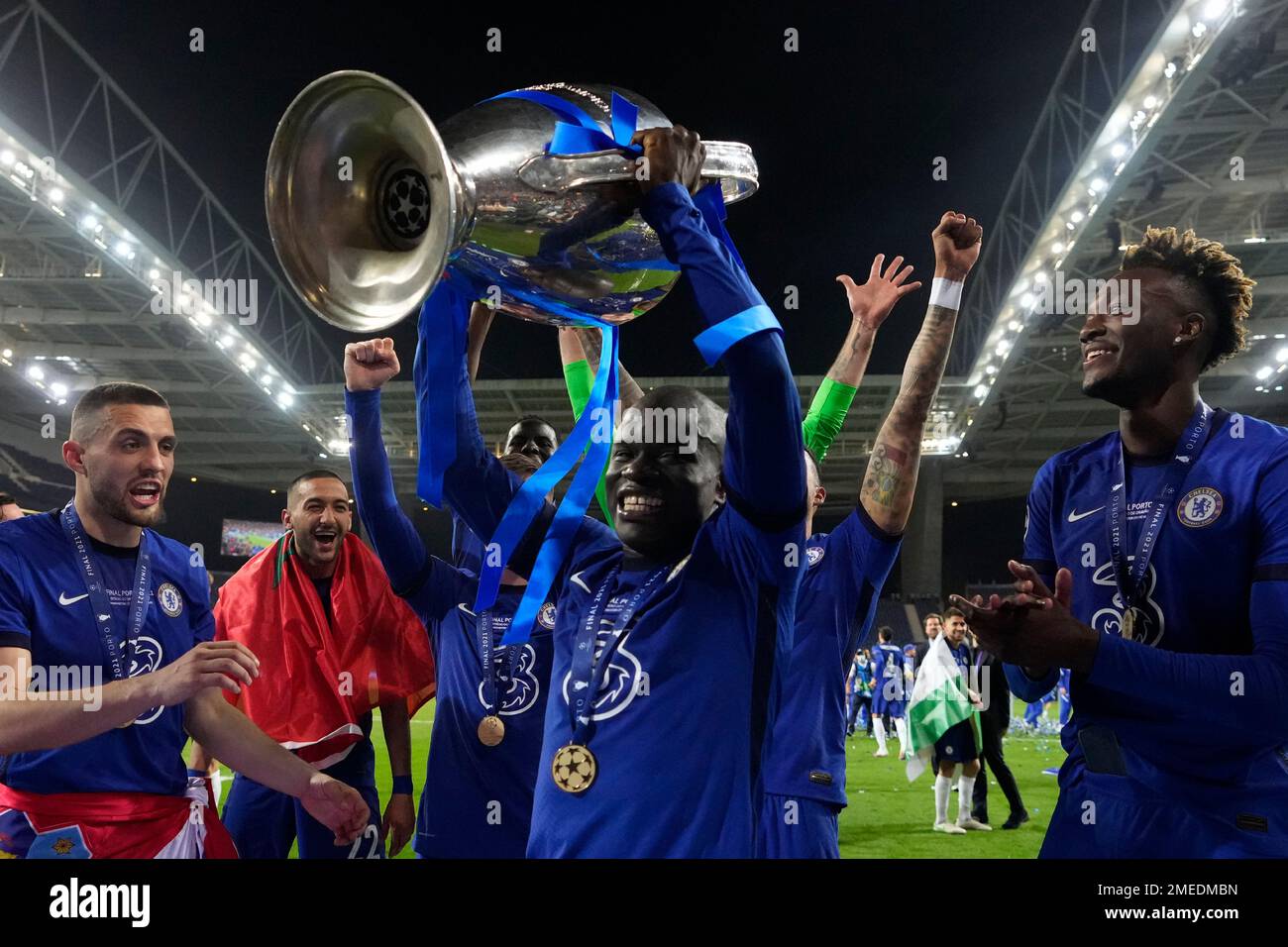 Chelsea's N'Golo Kante celebrates with the trophy after winning the ...