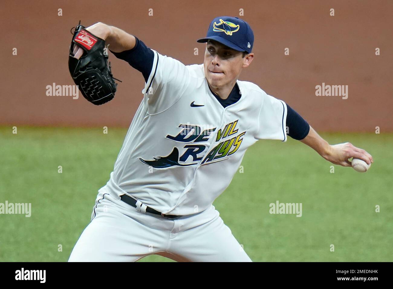 Tampa Bay Rays starting pitcher Ryan Yarbrough delivers to the ...