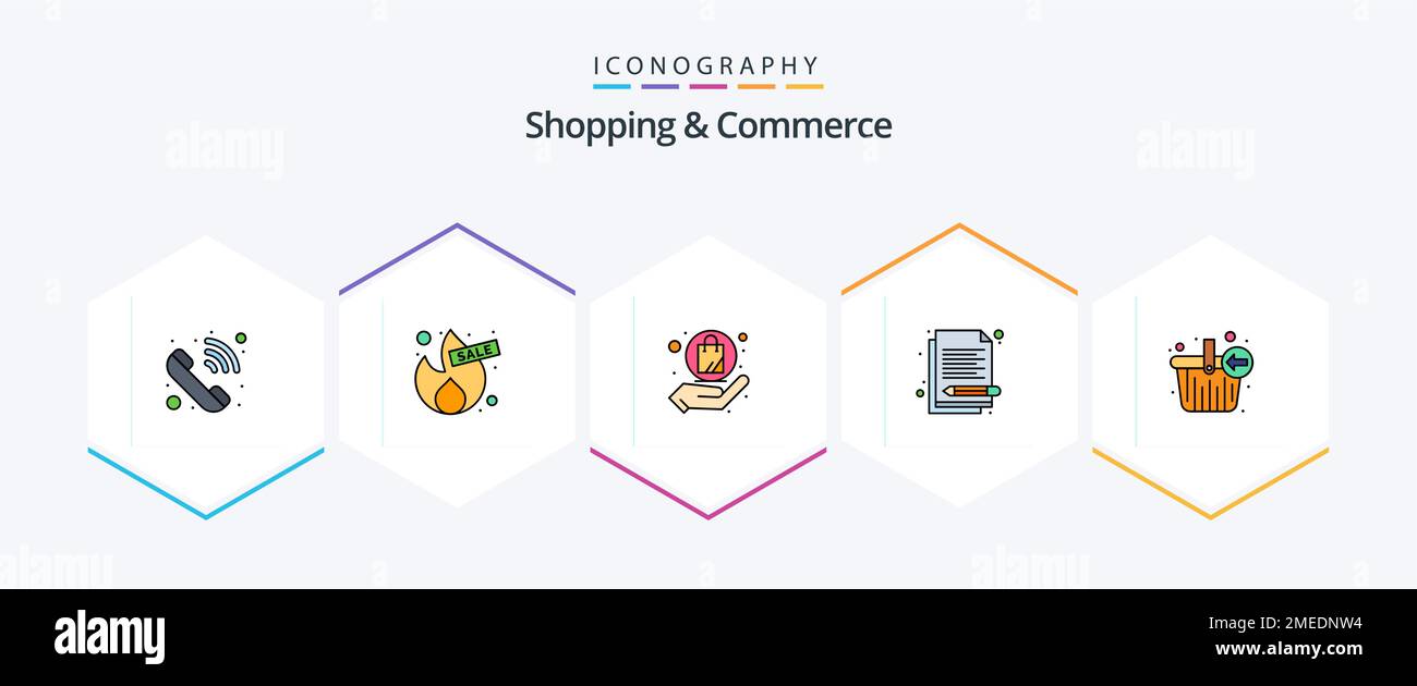 Shopping And Commerce 25 FilledLine icon pack including bag. text list ...
