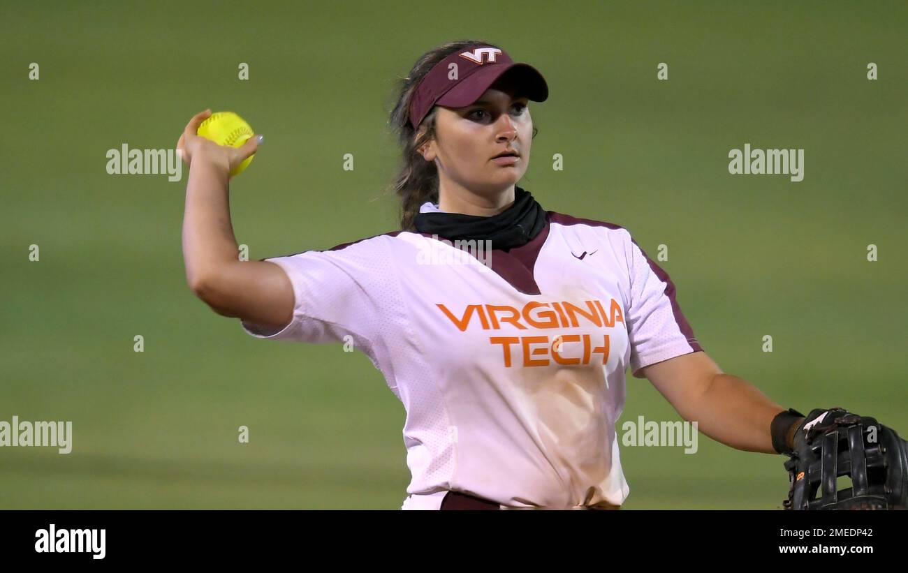 Virginia Tech Kelsey Bennett #8 during an NCAA softball game on ...