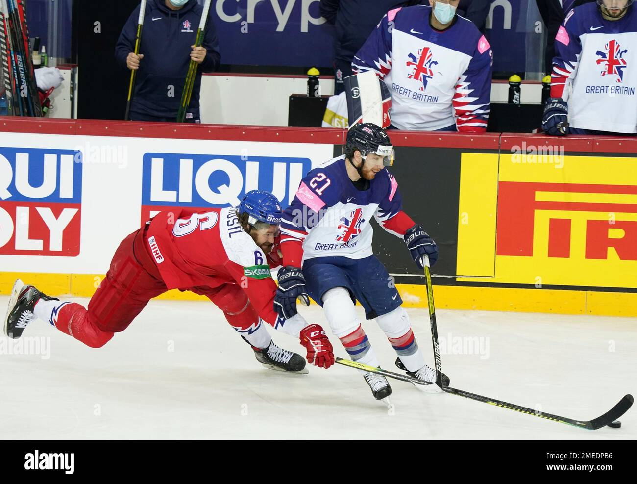 David Musil of Czech Republic, left, and Mike Hammond of Great Britain ...