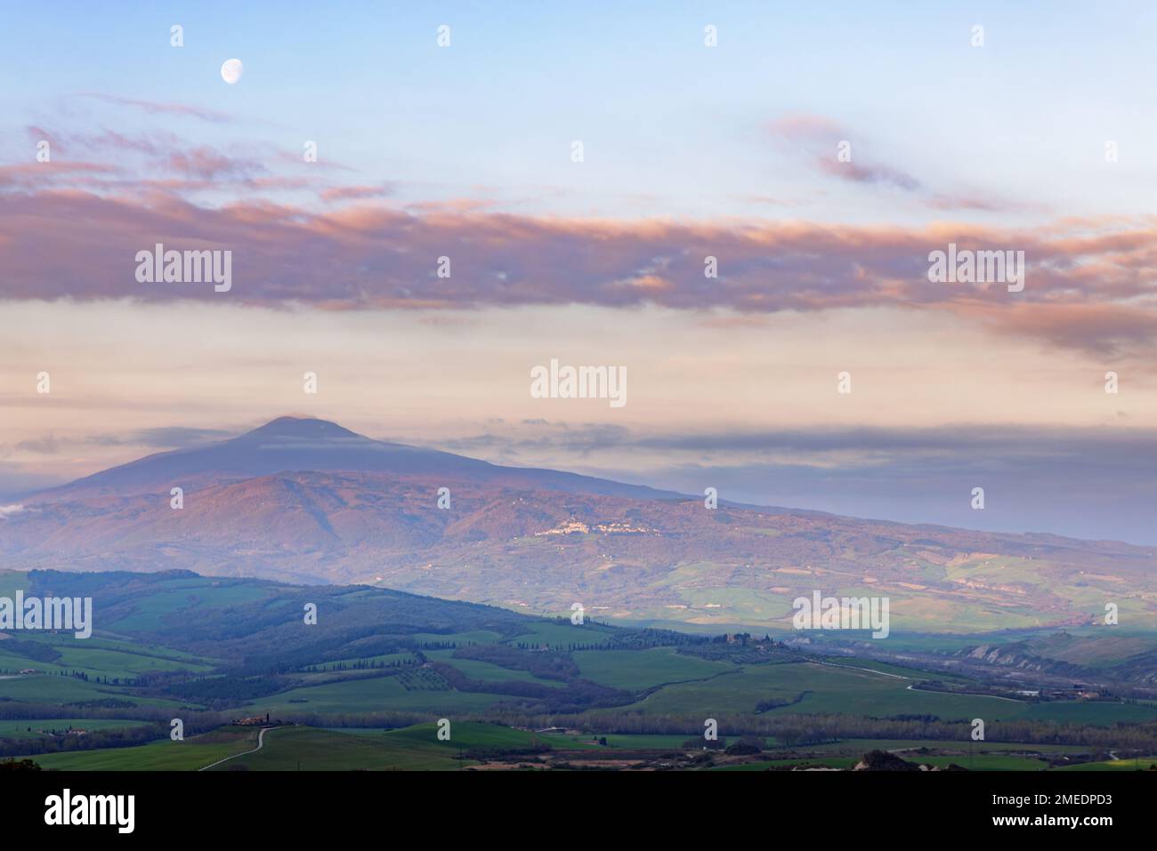 Moon shining over Monte Amiata in Tuscany, Italy Stock Photo - Alamy