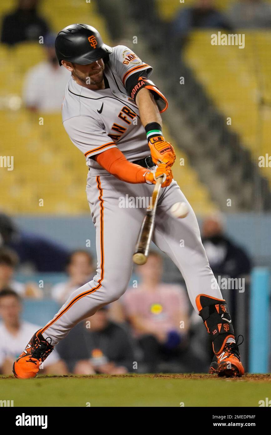 San Francisco Giants' Evan Longoria drives in two runs with a double ...