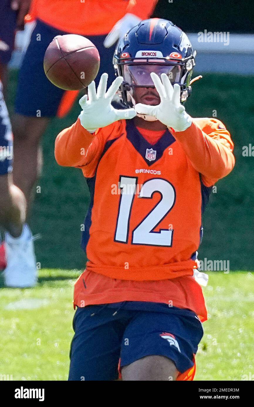 Denver Broncos wide receiver Trinity Benson (12) runs a drill during an ...