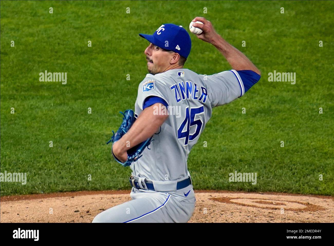 Kansas City Royals relief pitcher Kyle Zimmer (45) throws against the ...