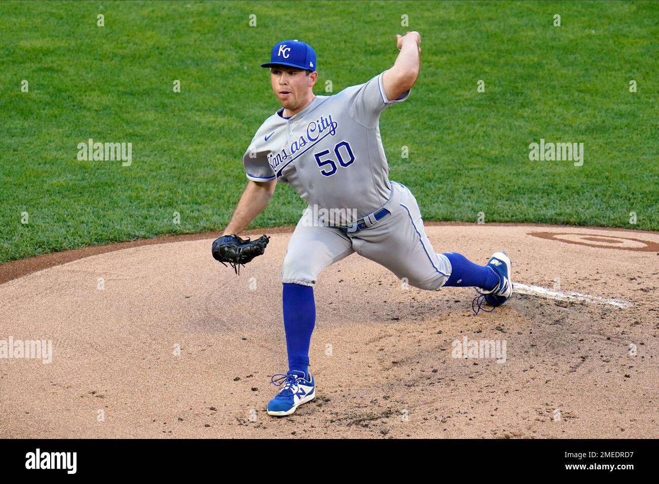 Kansas City Royals pitcher Kris Bubic throws against the Minnesota ...