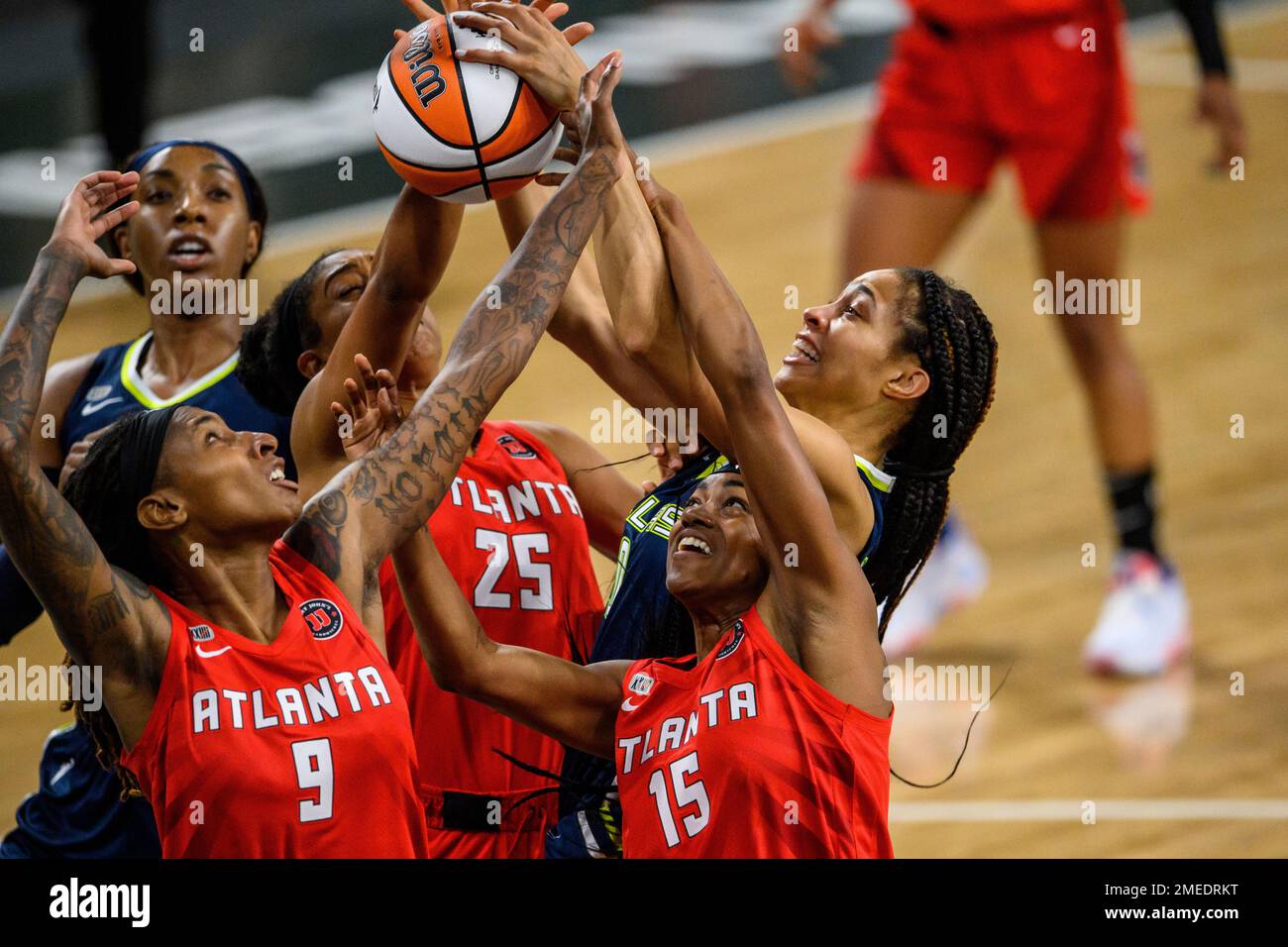 Dallas Wings forward Isabelle Harrison (20), Atlanta Dream forward ...