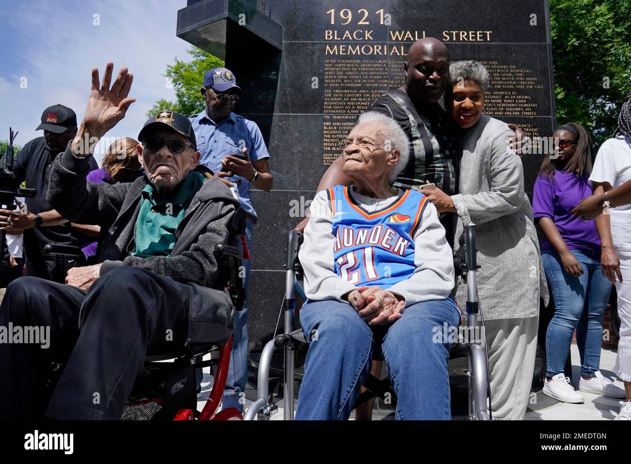 Tulsa race massacre survivors Hughes Van Ellis Sr., left, and Viola ...