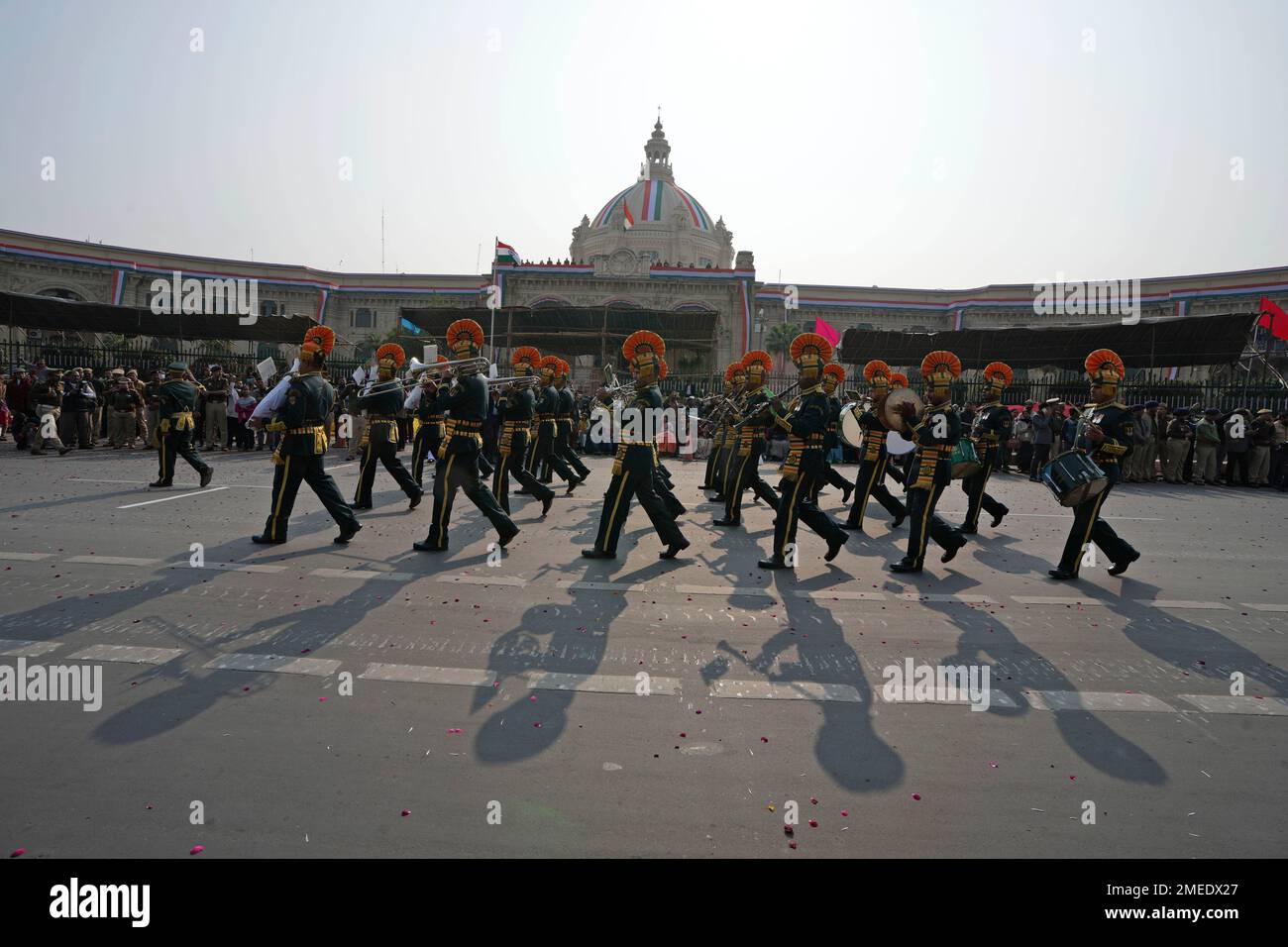 Indo Tibetan Border Police (ITBP) soldiers march in front of the Vidhan ...