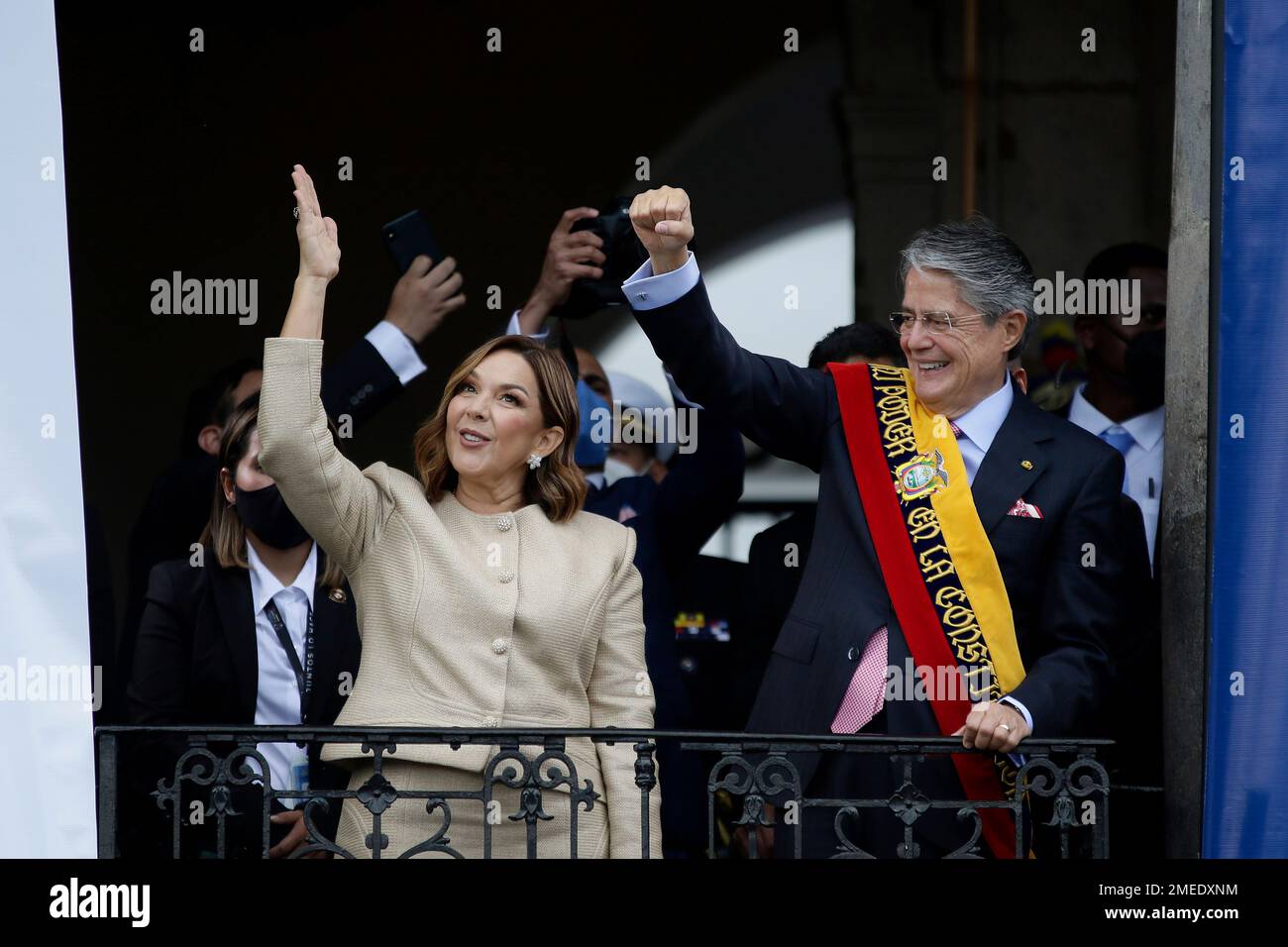 Ecuador's new President Guillermo Lasso, right, and first lady Maria de ...