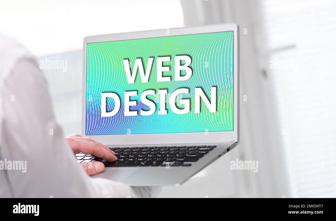 Laptop screen displaying a web design concept Stock Photo - Alamy