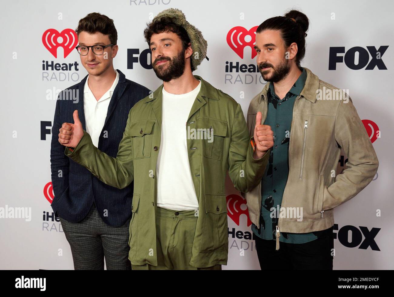 Ryan Met, from left, Jack Met, Adam Brett Met, of AJR, attend the ...