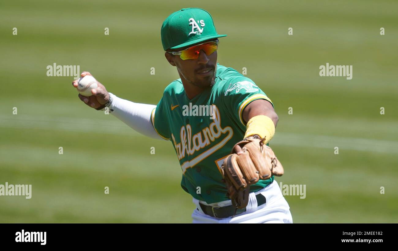 Oakland Athletics' Tony Kemp before a baseball game against the Seattle ...