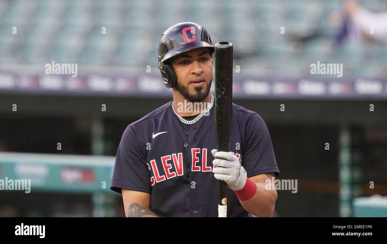 Cleveland Indians' Eddie Rosario plays during the first inning of a ...