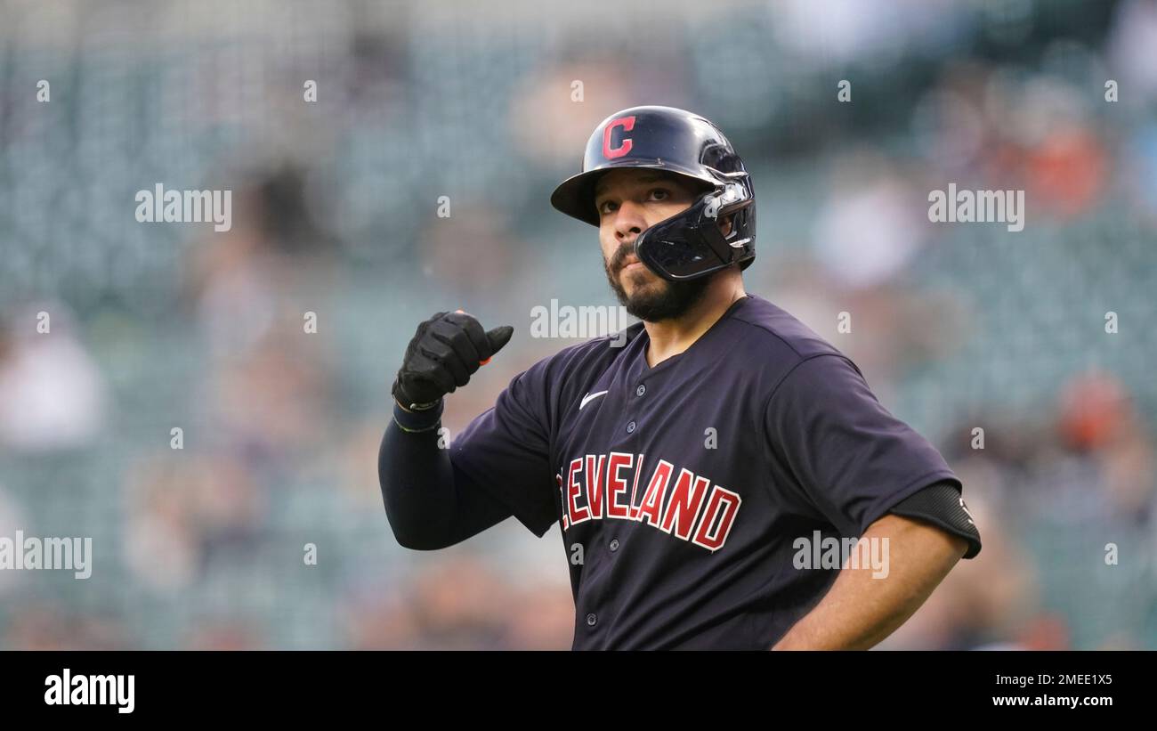 Cleveland Indians' Rene Rivera plays during the first inning of a ...