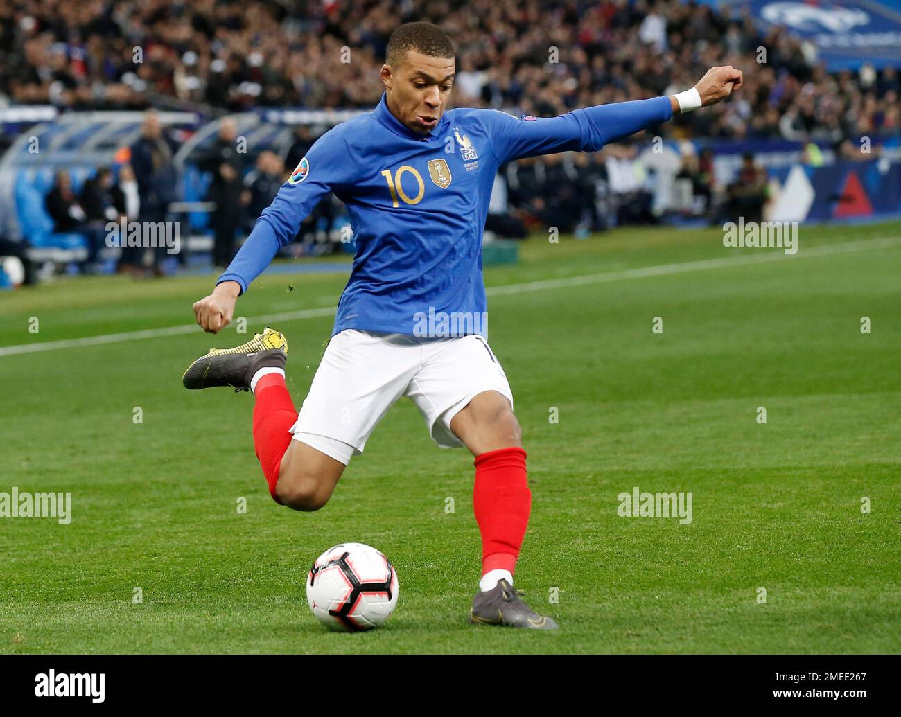 France's Kylian Mbappe controls the ball ntduring the Euro 2020 group H ...
