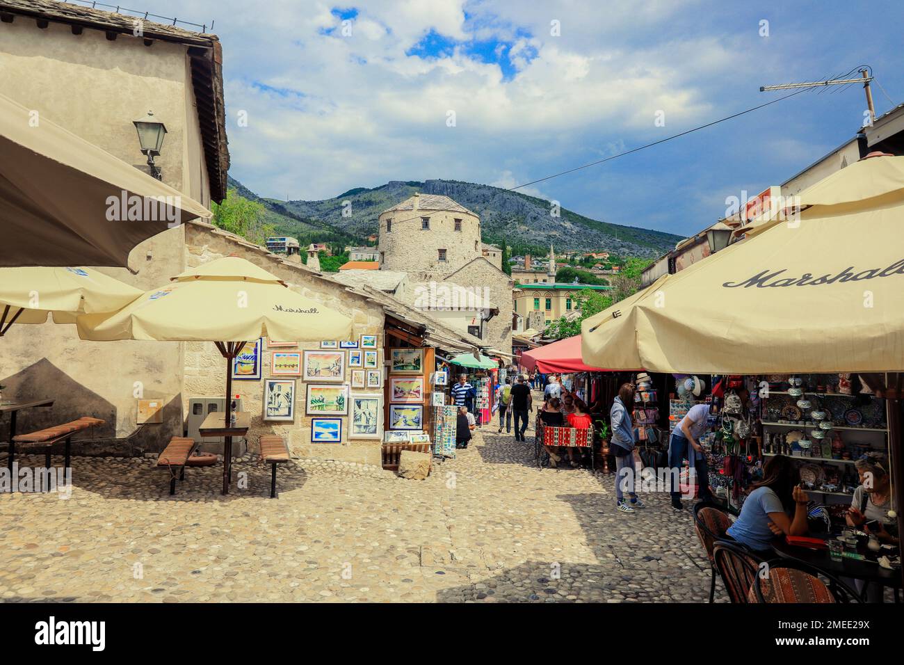 Mostar, Bosnia and Herzegovina - May 12, 2022: Old Town in city center ...