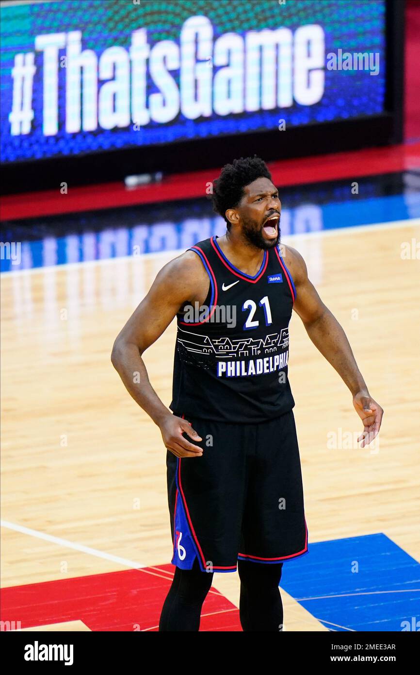 Philadelphia 76ers' Joel Embiid plays during Game 2 in a first-round ...