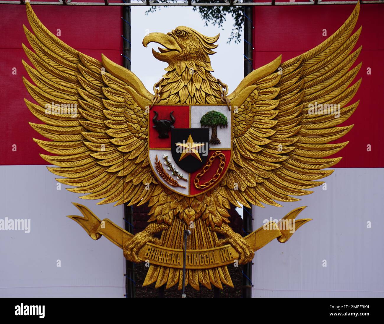 Garuda Pancasila (Indonesian five principles) with a natural background ...