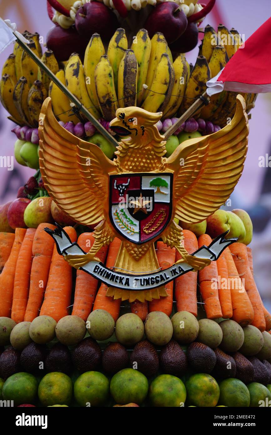 Garuda Pancasila (Indonesian five principles) with a natural background ...