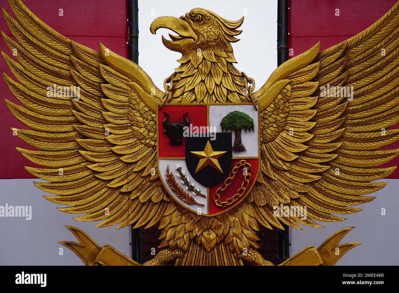 Garuda Pancasila (Indonesian five principles) with a natural background ...