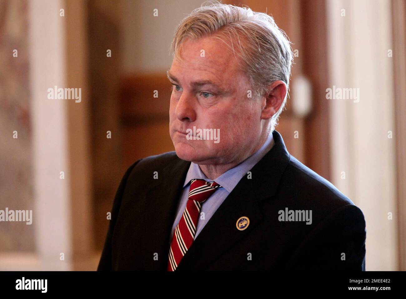 Kansas state Rep. Sean Tarwater, R-Stilwell, watches a House debate on ...