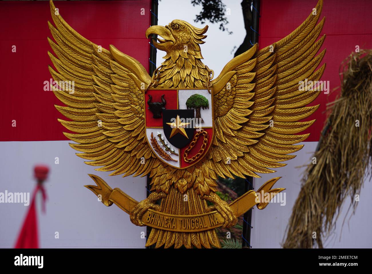 Garuda Pancasila (Indonesian five principles) with a natural background ...
