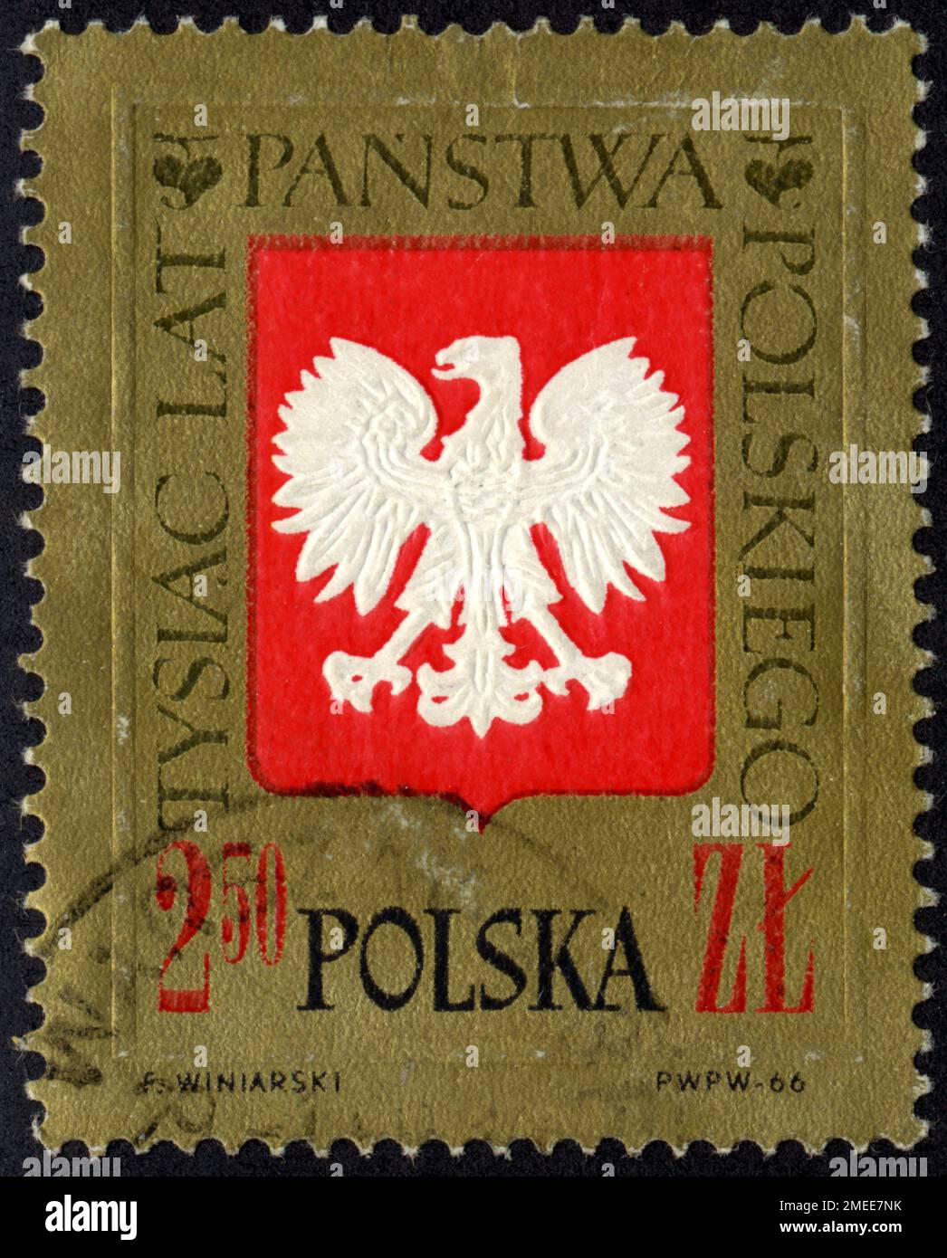 TIMBRE OBLITÉRÉ POLSKA. TYSIAC LAT PANSTWA POLSKIEGO. 2,50 ZL. 1966 Stock Photo - Alamy
