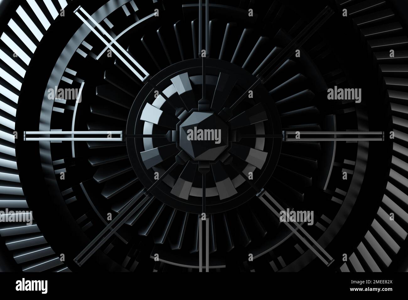 3D rendering future engine rocket turbine technology. Futuristic part ...