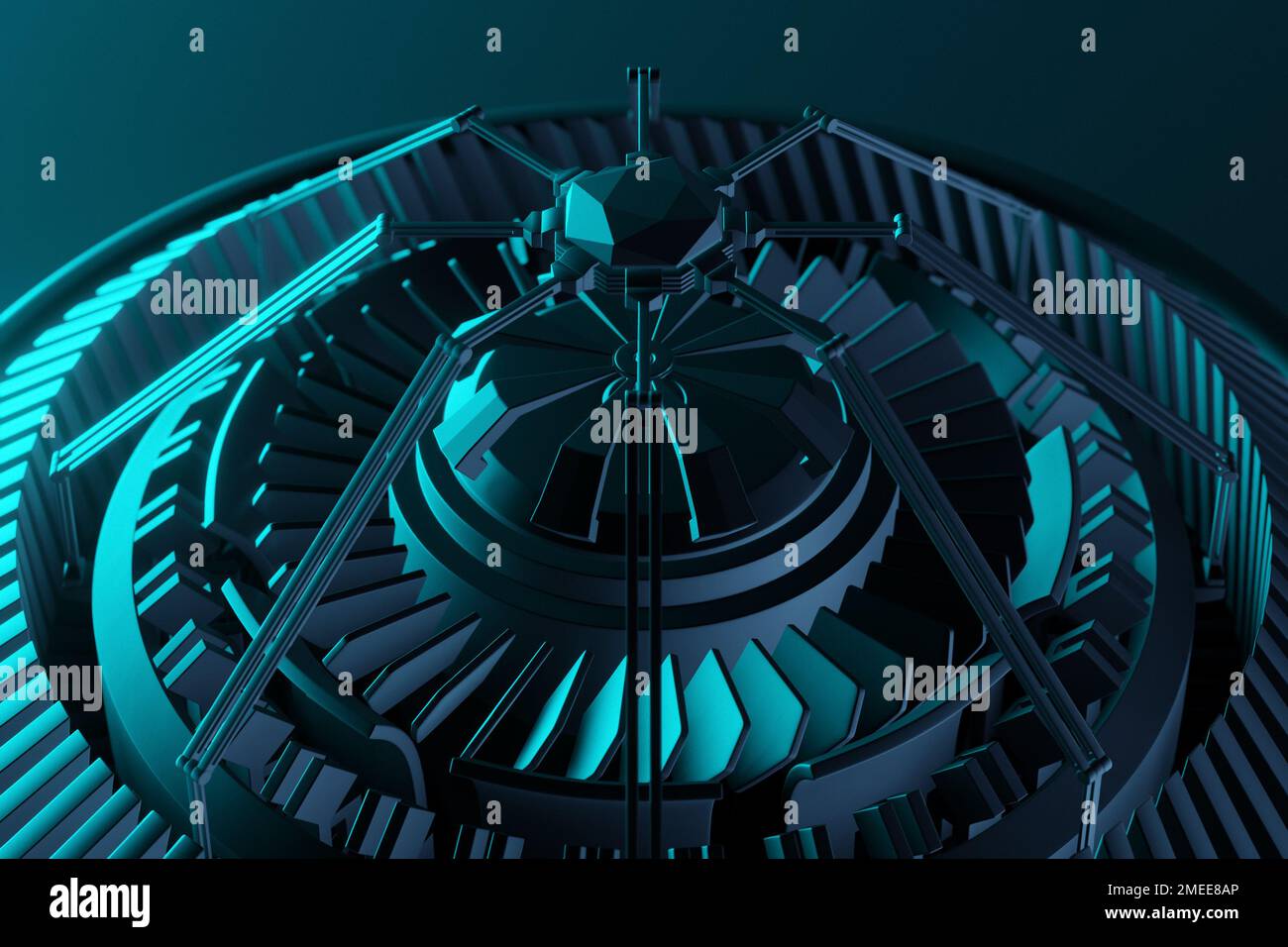 Part of rocket on the turbine on monocrome background, 3d illustration ...