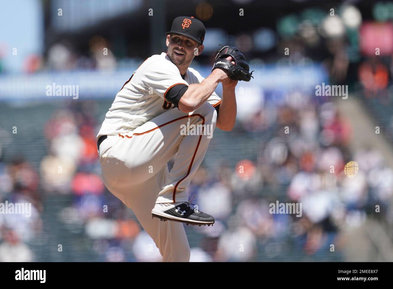 San Francisco Giants pitcher Sam Selman against the Los Angeles Dodgers ...