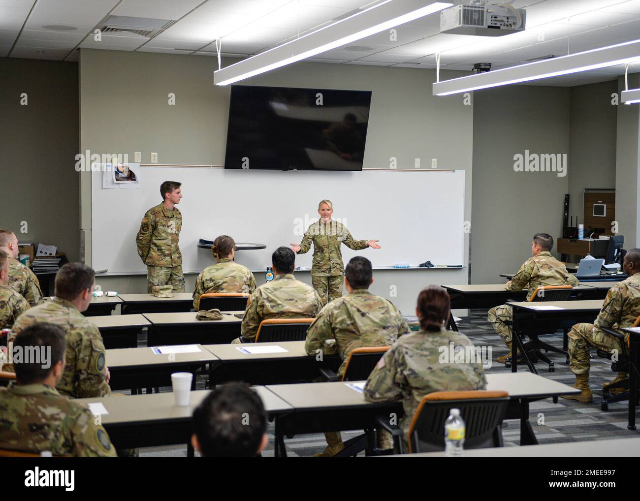 U.S. Air Force Col. Roxanne Toy, the TEC Commander, speaks to graduates ...