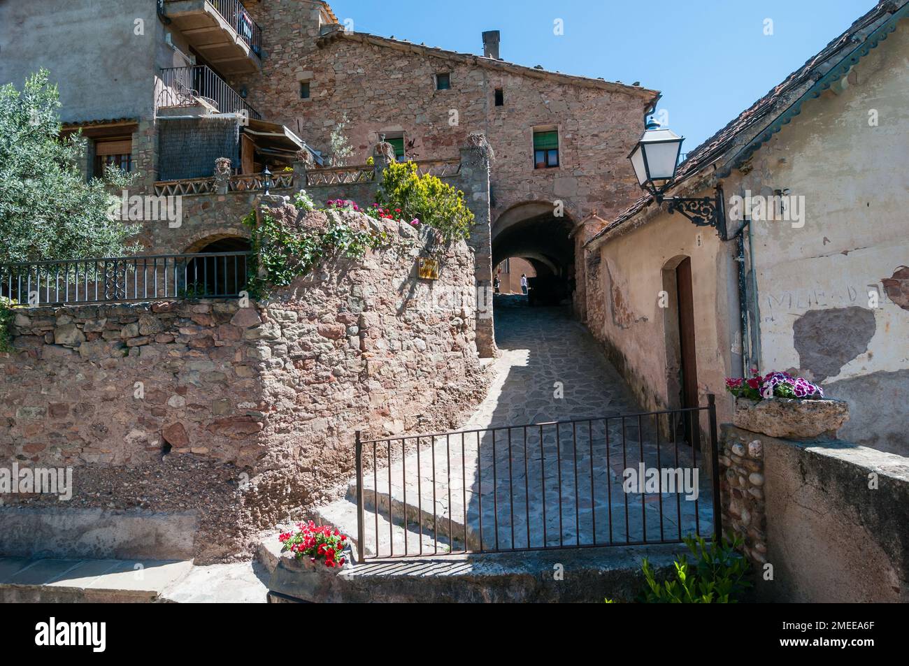 scenic stone pavement ,Mura village, Catalonia, Spain Stock Photo - Alamy