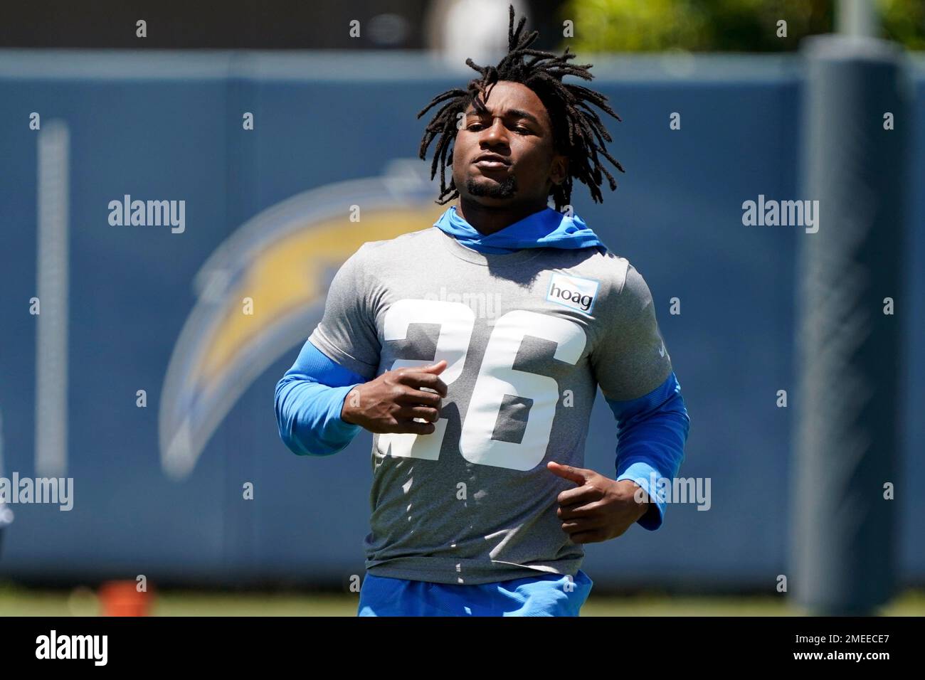 Los Angeles Chargers cornerback Asante Samuel Jr. runs drills during ...
