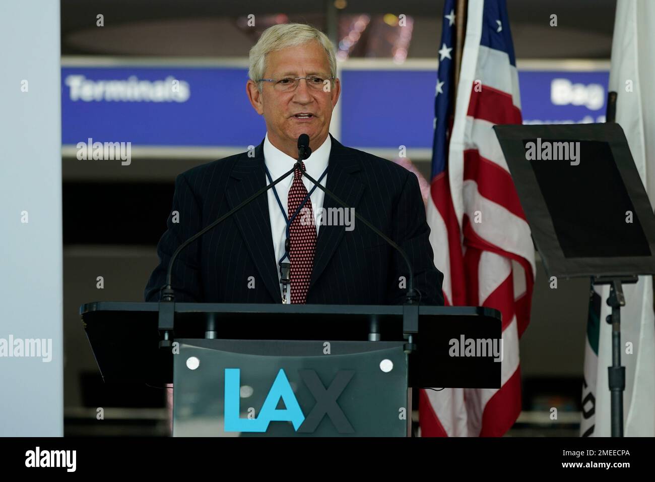 Rory DeJohn, Turner Construction senior vice president, speaks a press ...