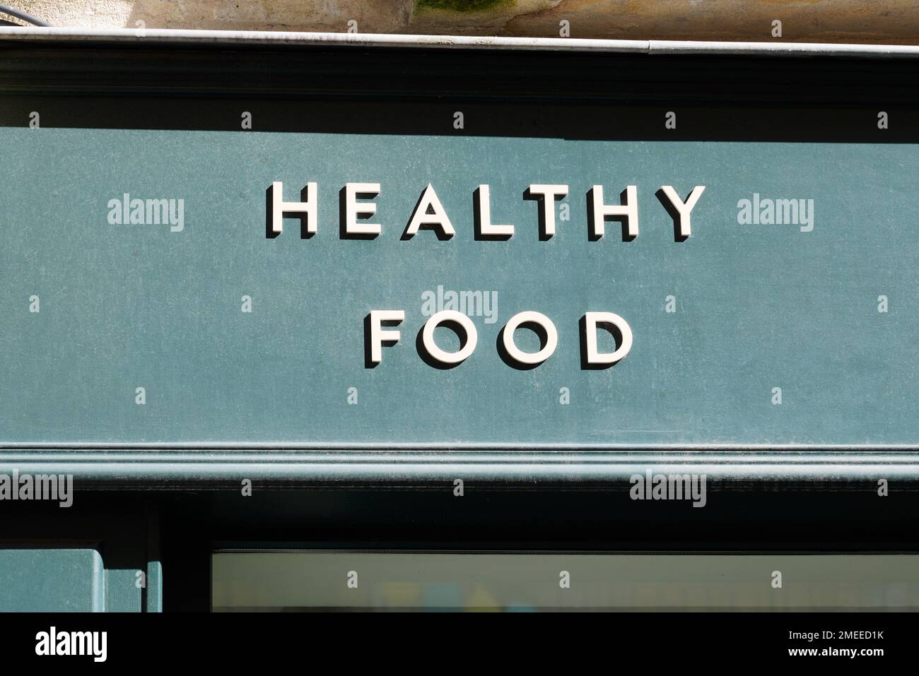 healthy food store sign text facade logo organic design on green shop ...