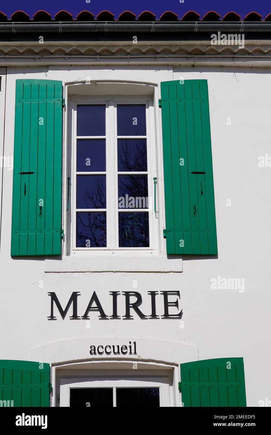 city hall in town center means mairie on facade hall building Stock ...