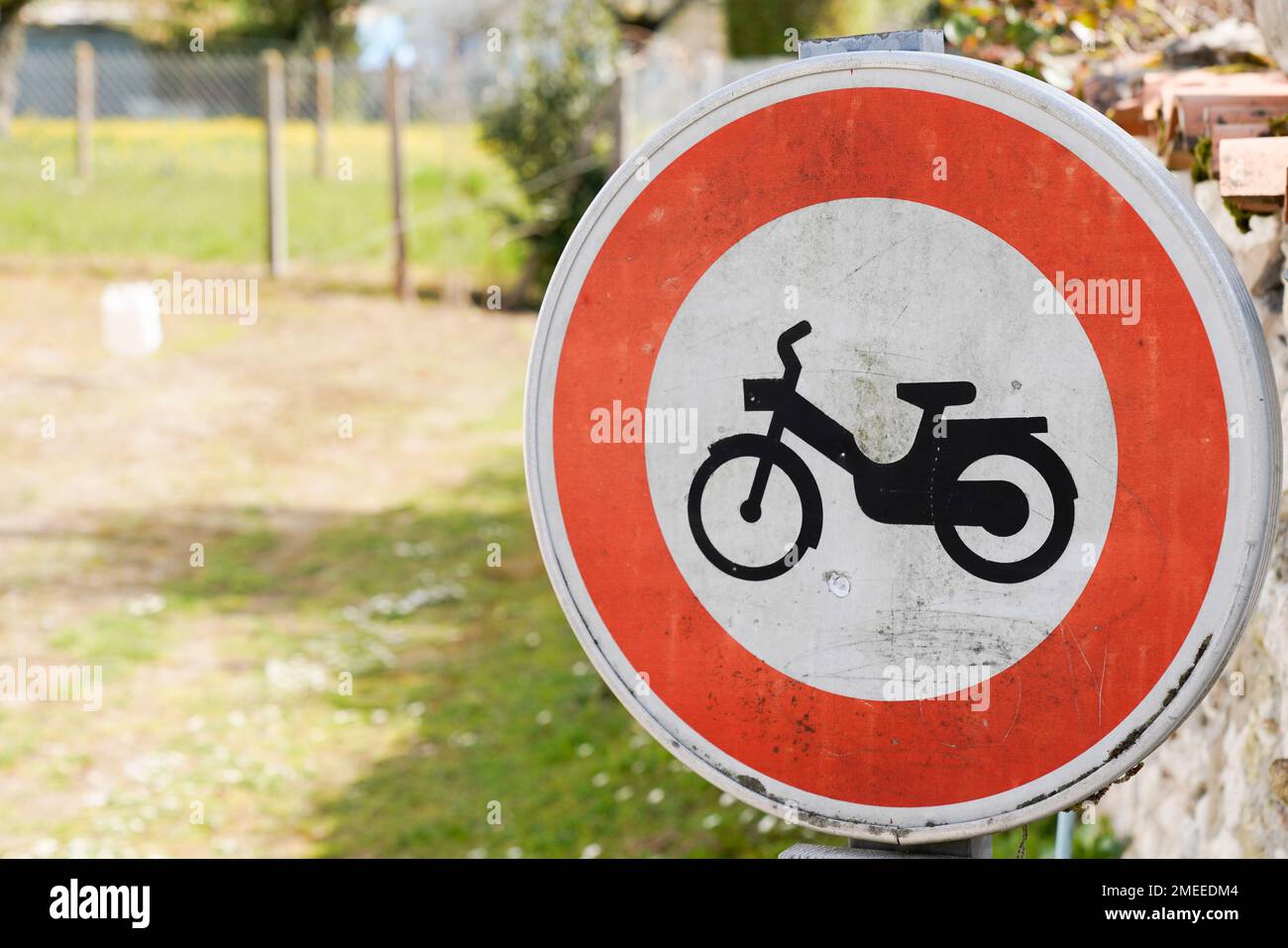 motorcycle moped prohibited traffic road sign No scooter motorbike or ...