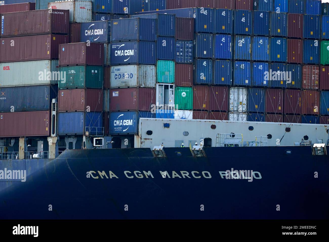 The CMA CGM Marco Polo makes it way toward the Elizabeth-Port Authority ...