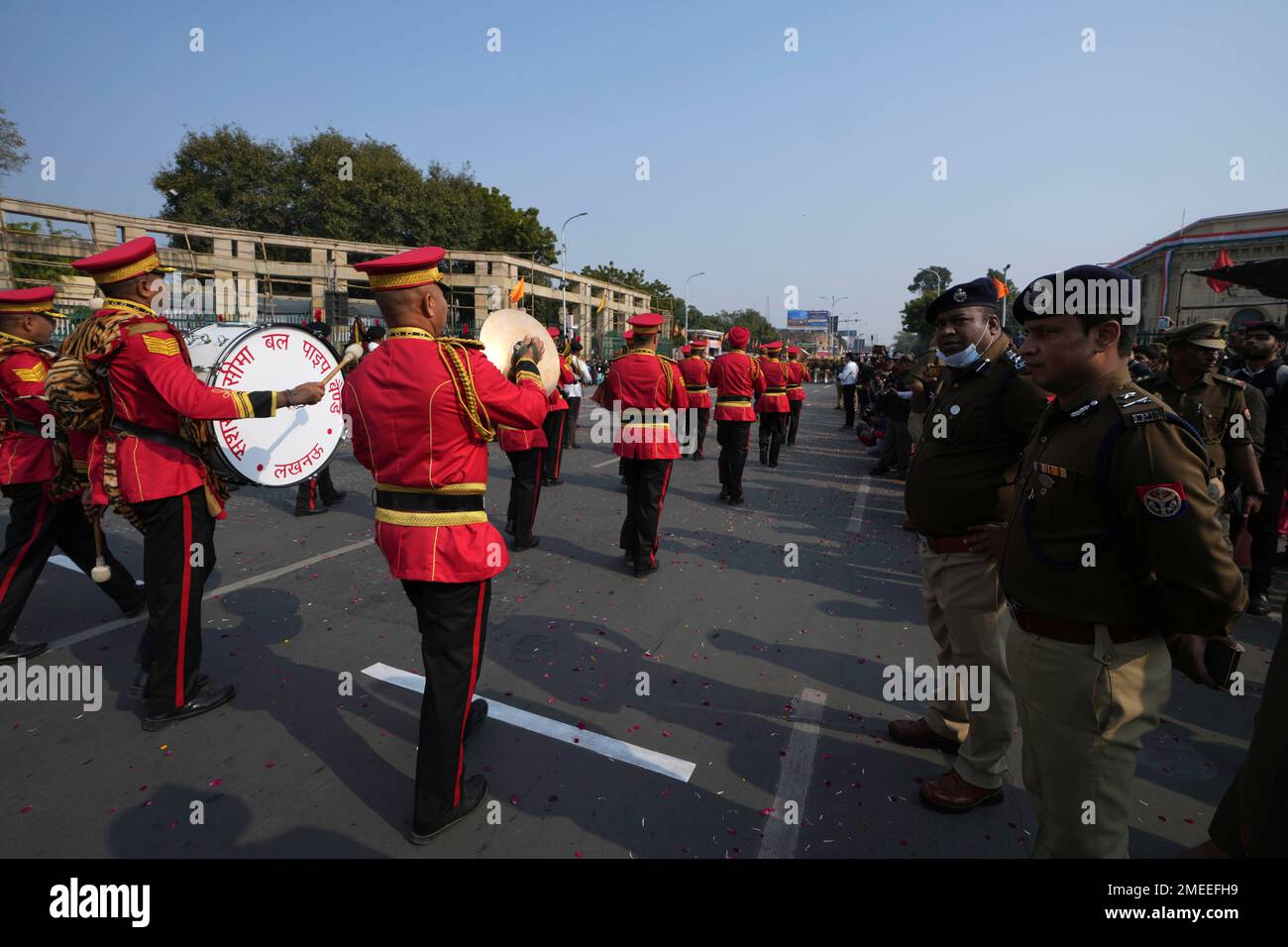 Indo Tibetan Border Police (ITBP) soldiers march in front of the Vidhan ...