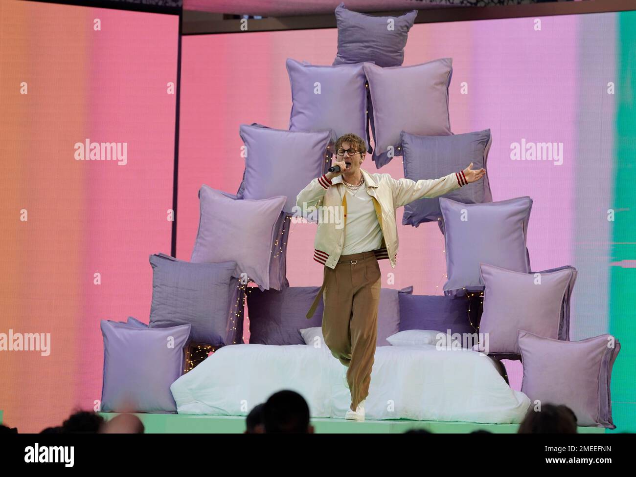 Dave Bayley, of Glass Animals, performs at the Billboard Music Awards ...