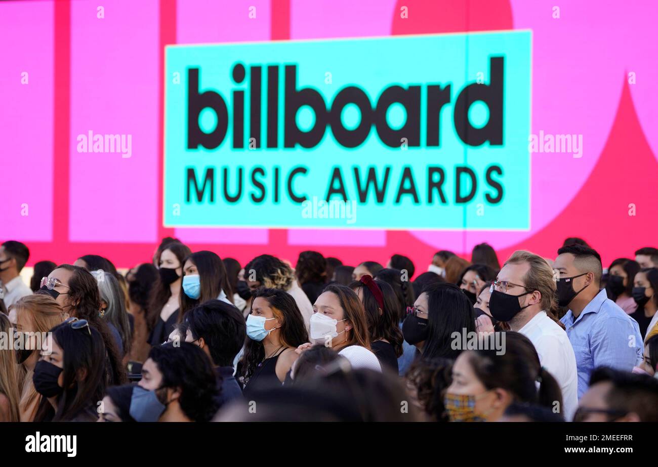 Audience members appear at the Billboard Music Awards on Sunday, May 23, 2021, at the Microsoft ...