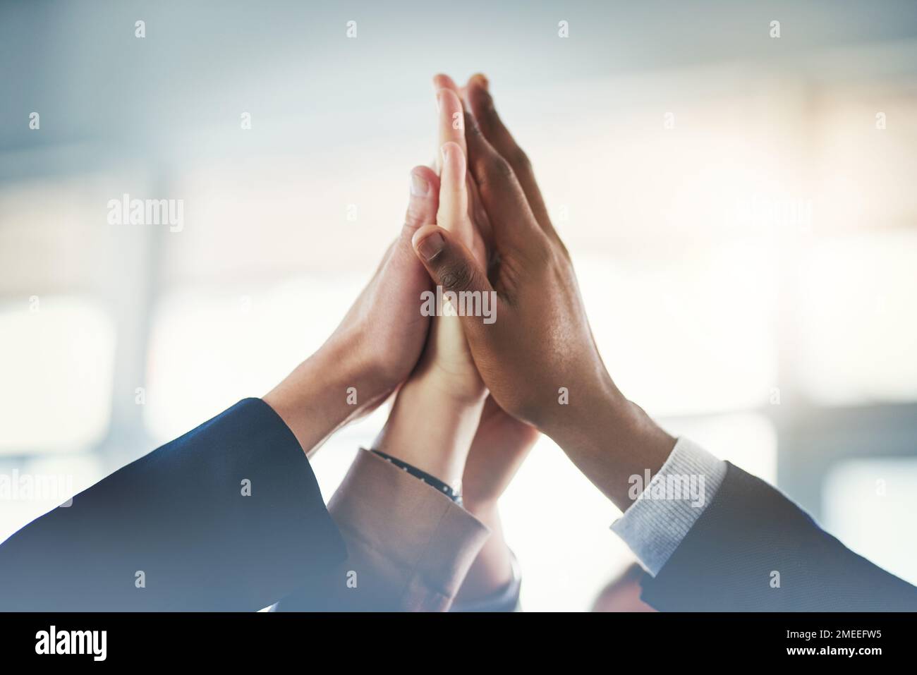Teamwork hand hands on each other working group hi-res stock ...