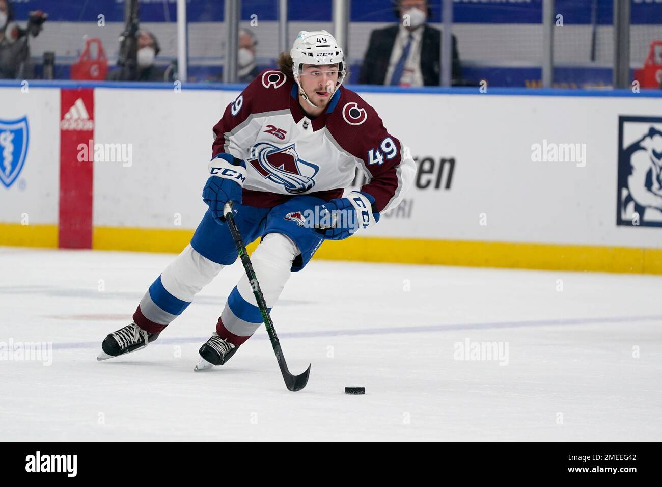 Colorado Avalanche's Samuel Girard handles the puck during the first ...