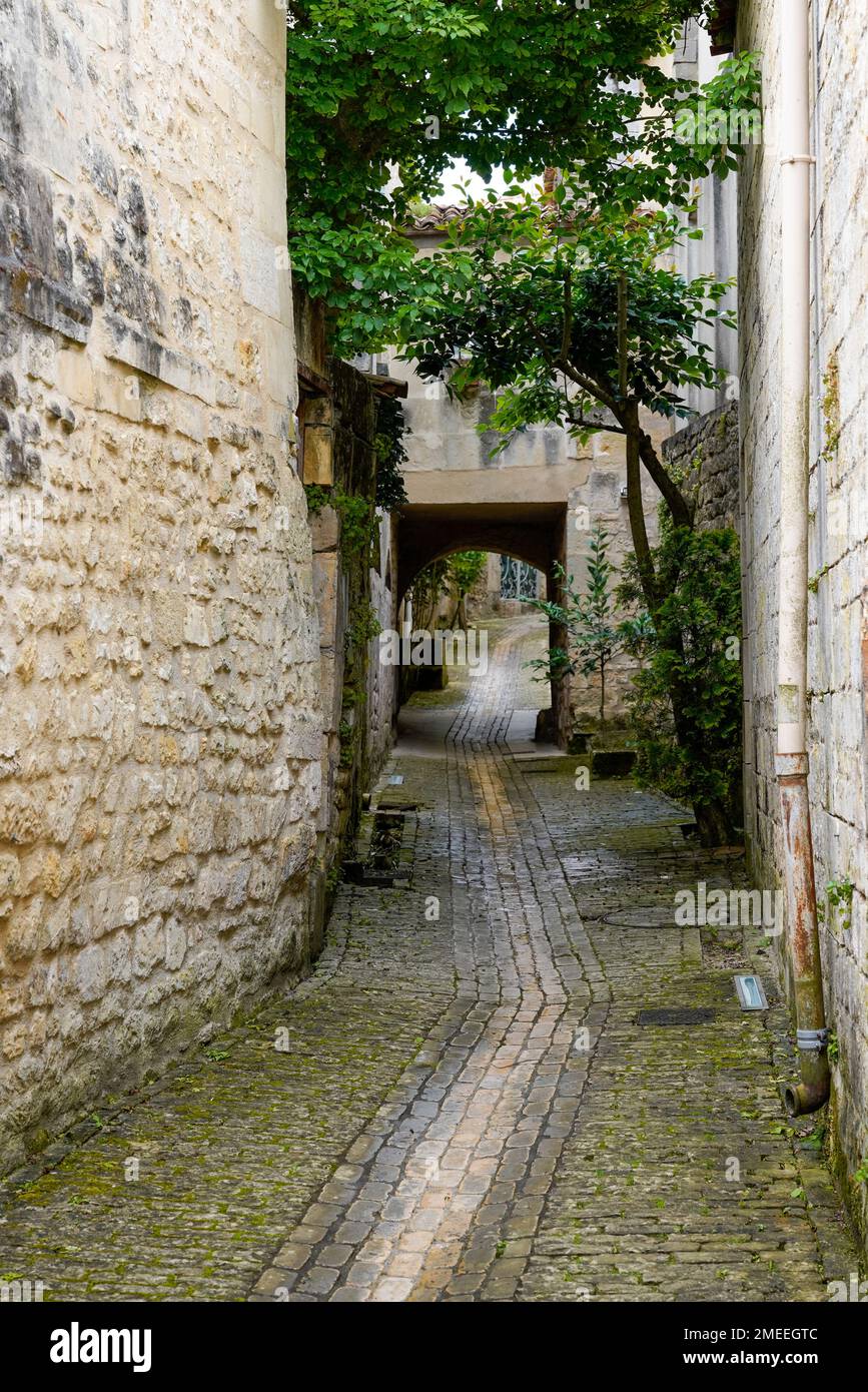 Gateway small alley in Jonzac town charente-maritime in France Stock ...